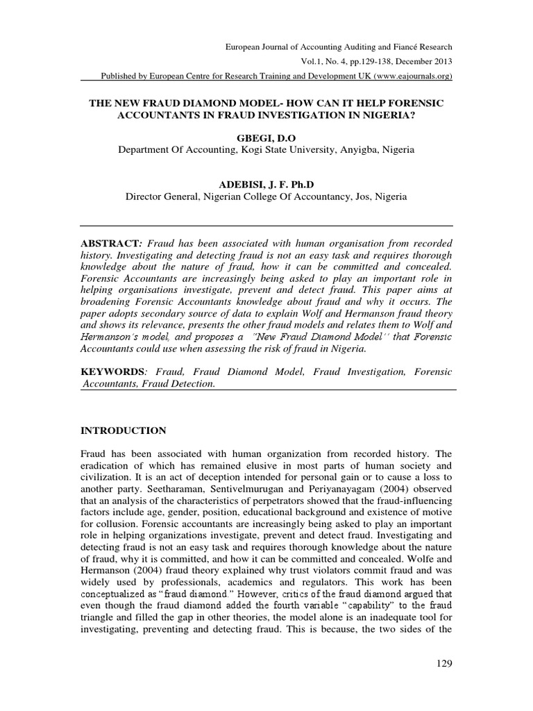 New Fraud Diamond Model for Nigeria | PDF | Fraud | Governance