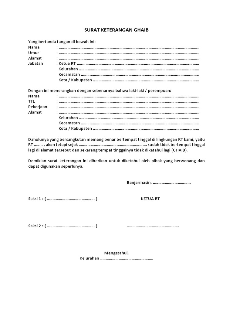 Surat Keterangan Ghaib | PDF