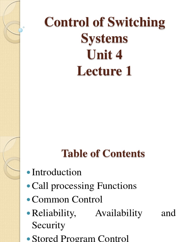 Control of Switching Systems Unit 4 | PDF | Telephone Exchange ...