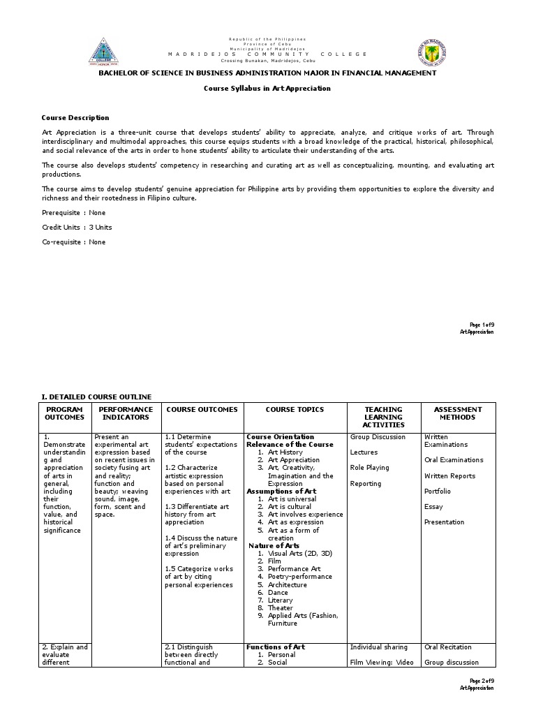 School Syllabus Sample | PDF | Academic Dishonesty | Aesthetics