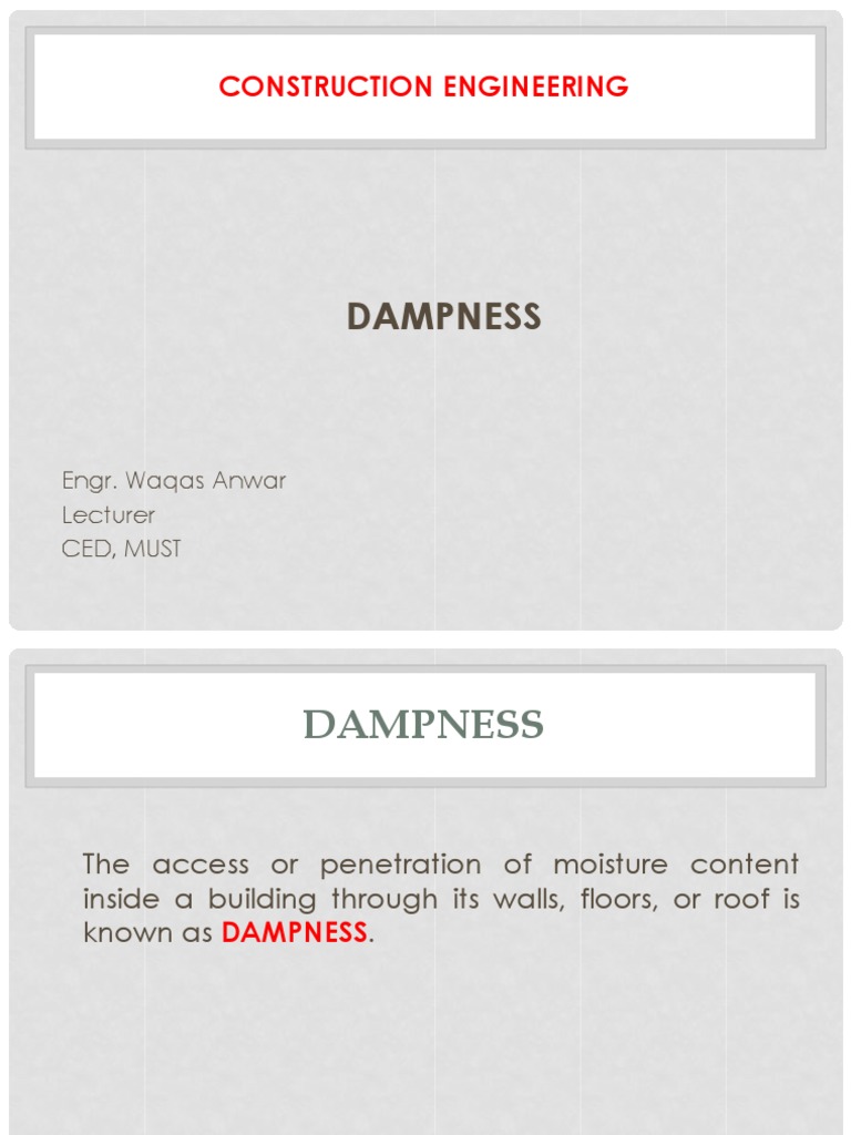 Dampness: Construction Engineering | PDF | Basement | Asphalt