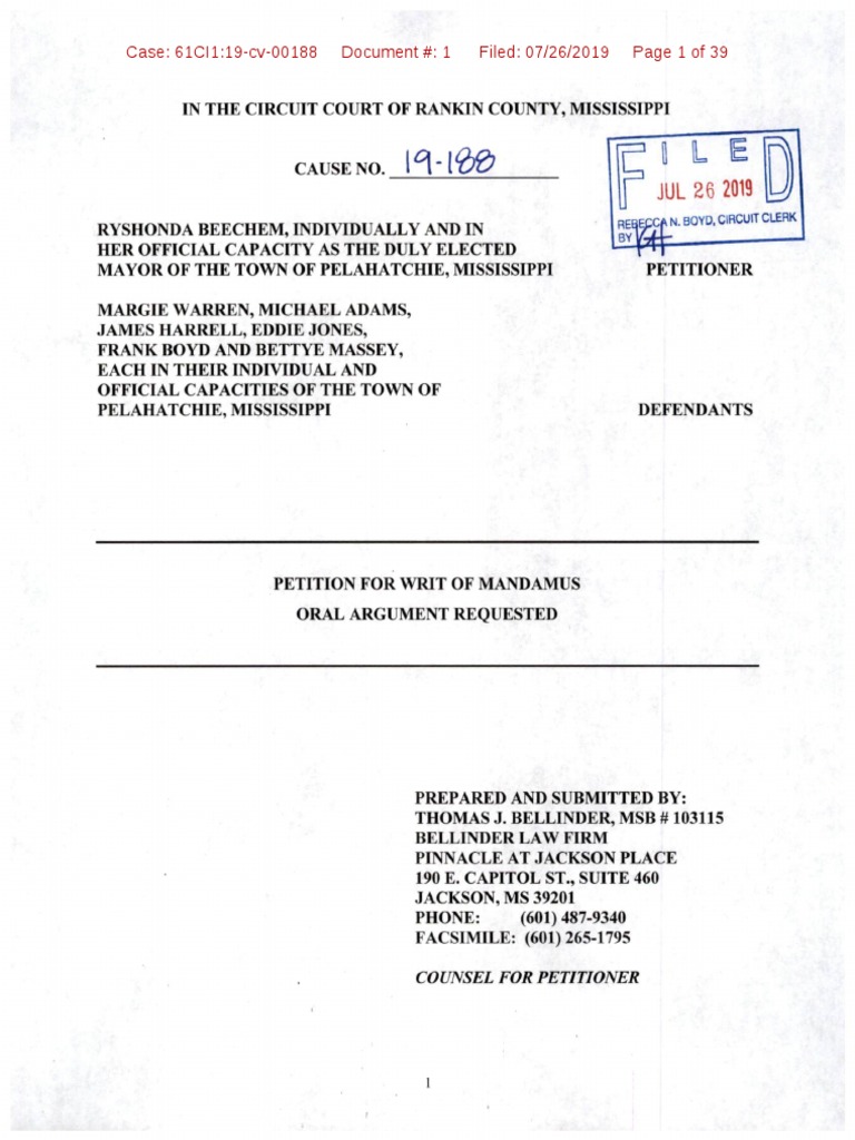 Petition For Writ of Mandamus (Filed) - Beechem v. Warren | PDF | Writ ...