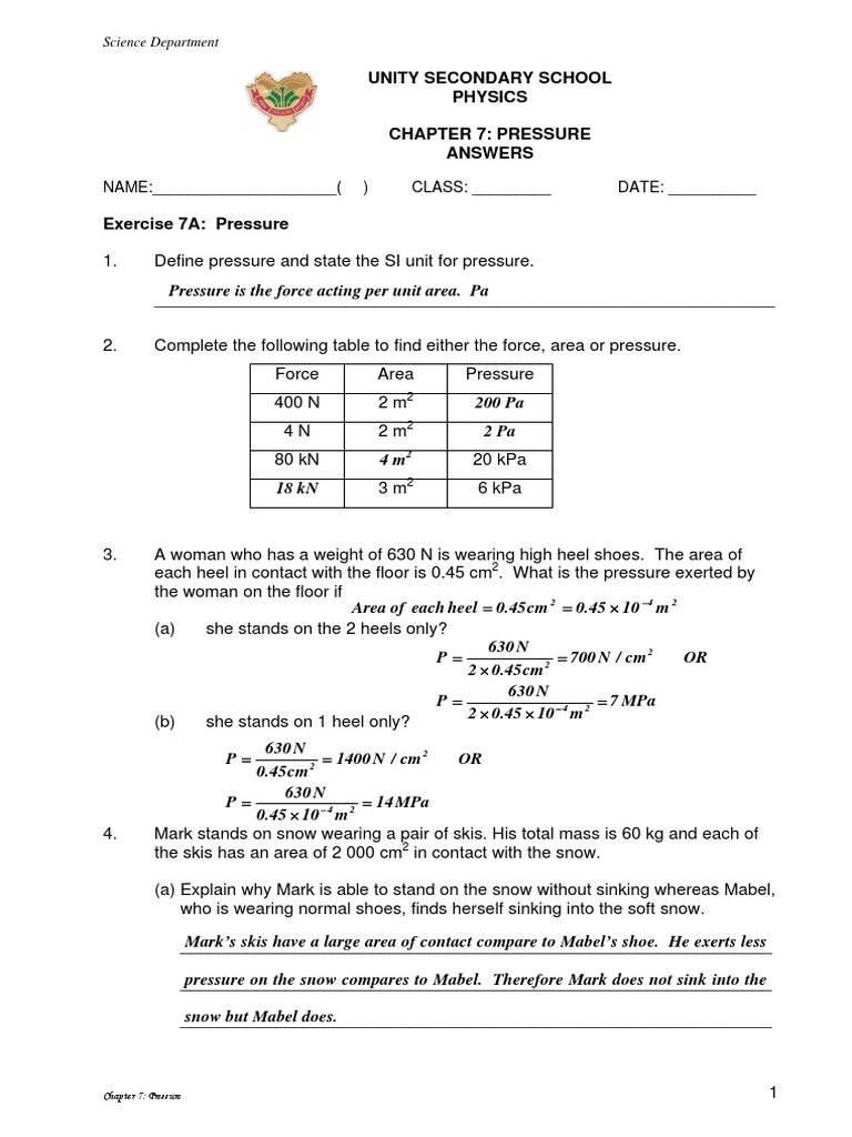 CHP 7 PP Pressure W Sans | PDF | Pascal (Unit) | Pressure