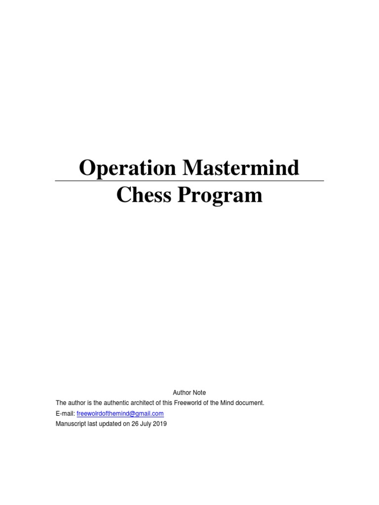 Chess Program Operation Mastermind | PDF | Chess Strategy | Abstract ...