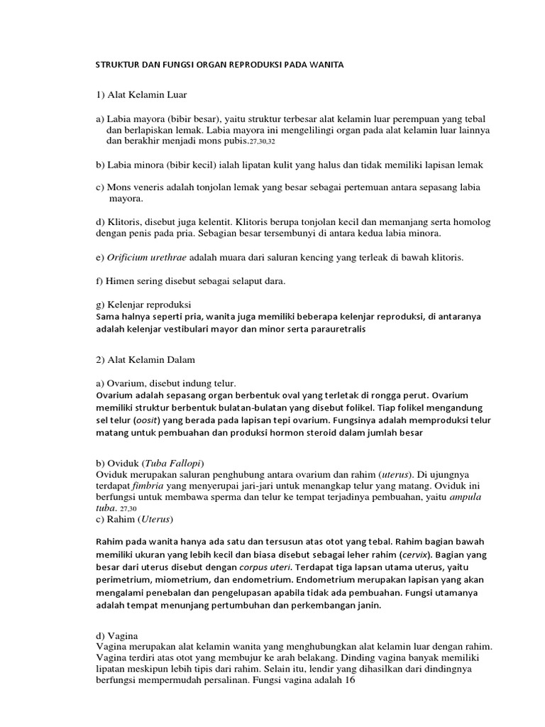 Struktur Dan Fungsi Organ Reproduksi Pada Wanita | PDF