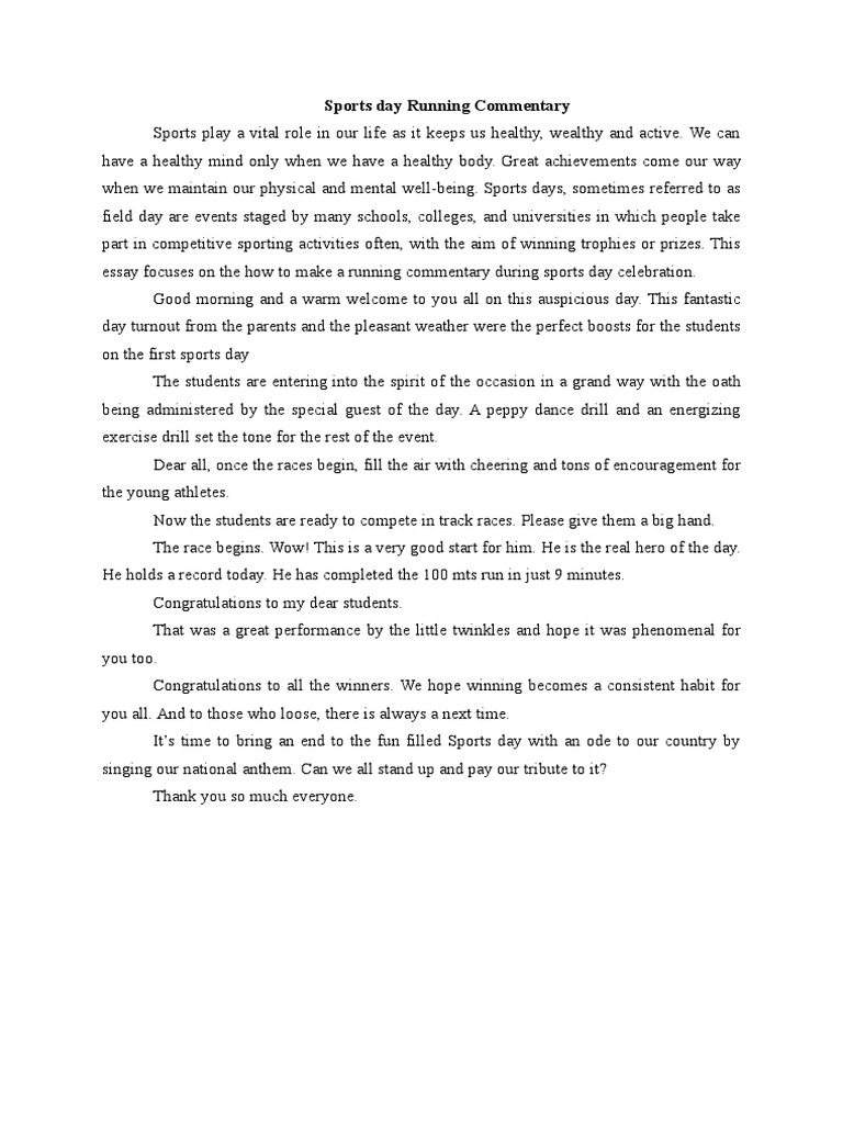 Sports Day Running Commentary Guide | PDF | Sports & Recreation