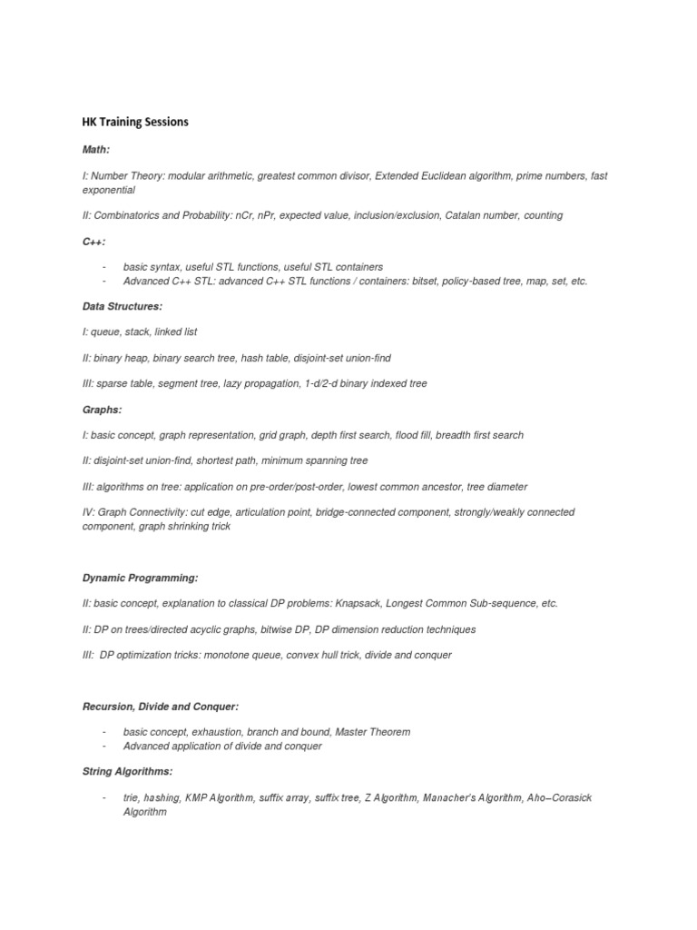 HK Training Sessions | PDF