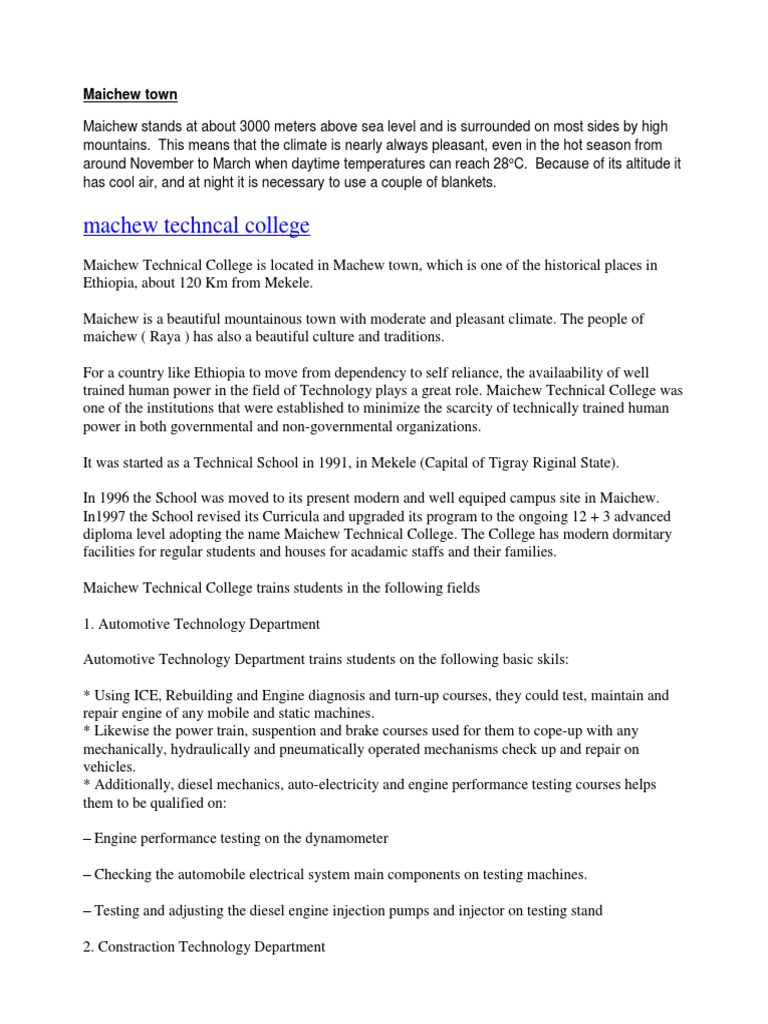 History of Maichew | Download Free PDF | Engines | Machines