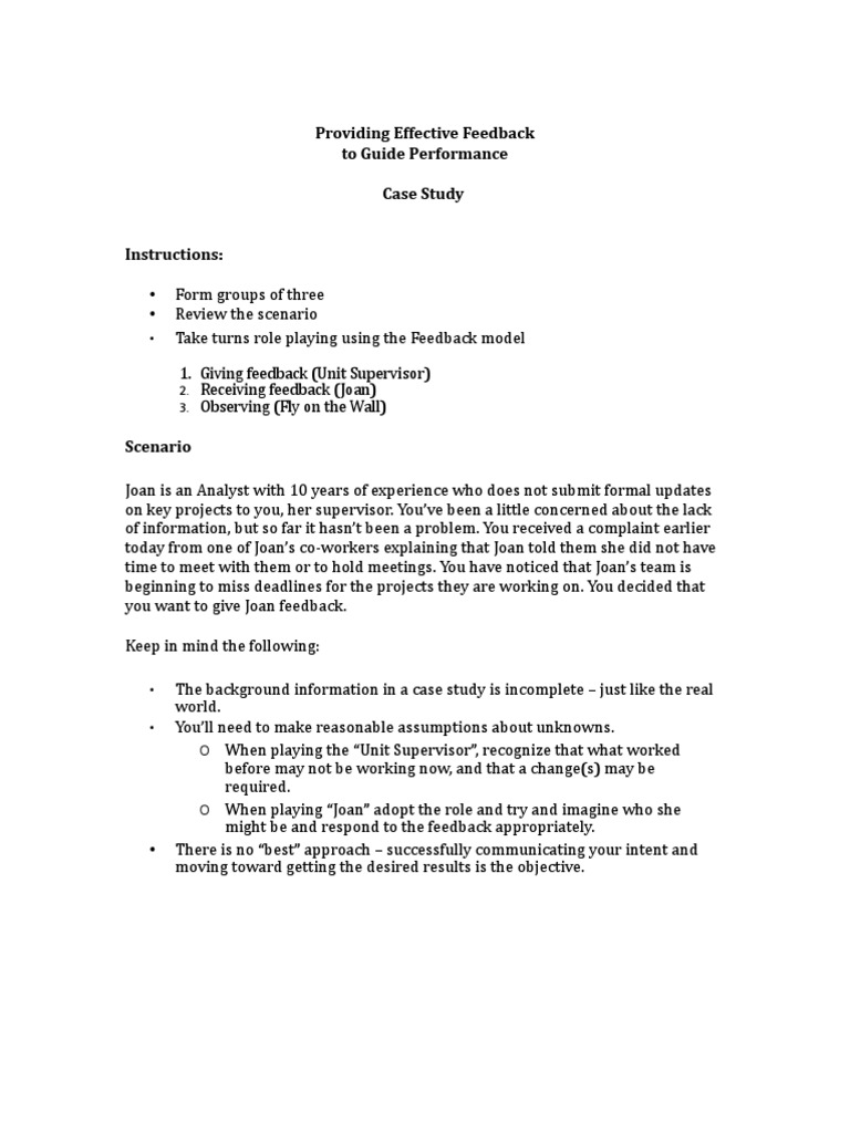 Feedback Case Study | PDF