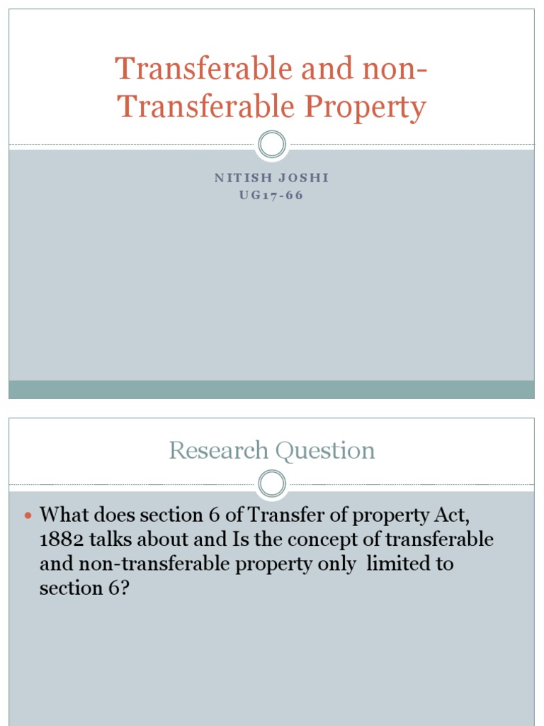 Transferable vs Non-Transferable Property | PDF