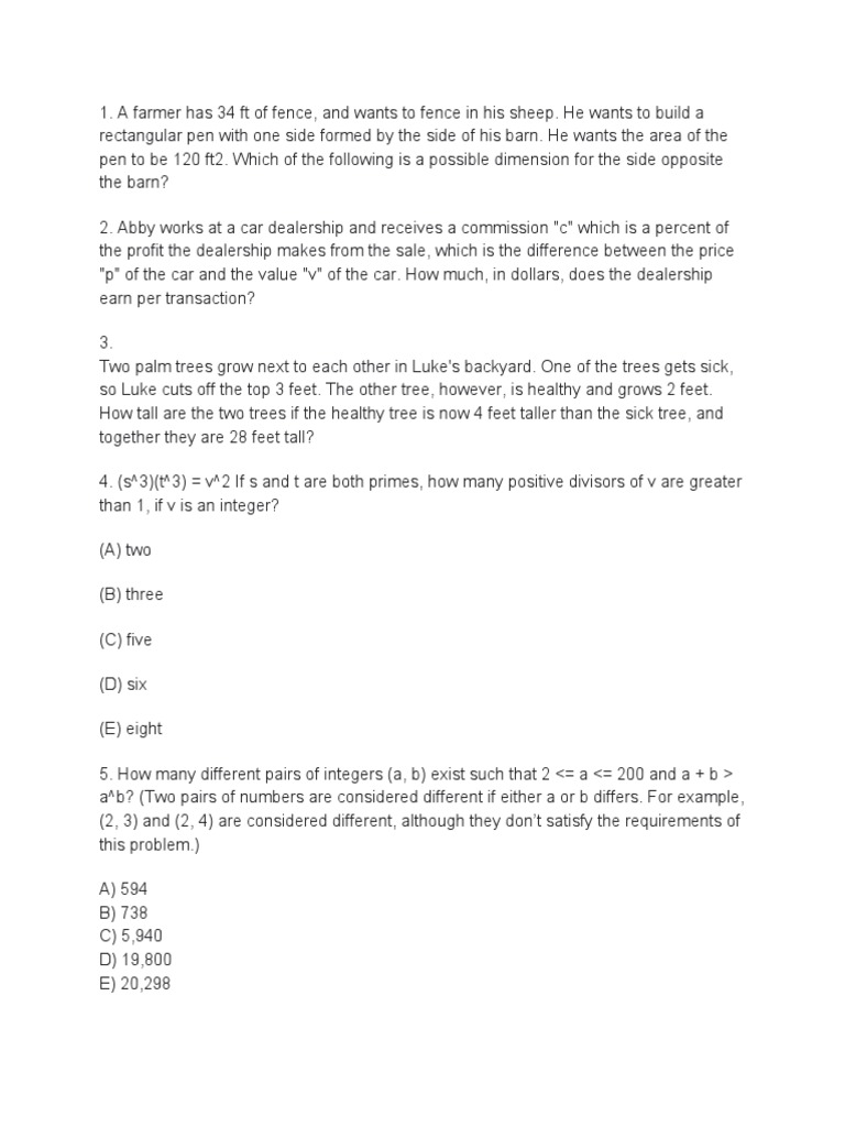 GRE Math Problems | PDF