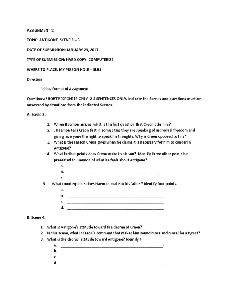 Assignment 1 - Antigone | PDF