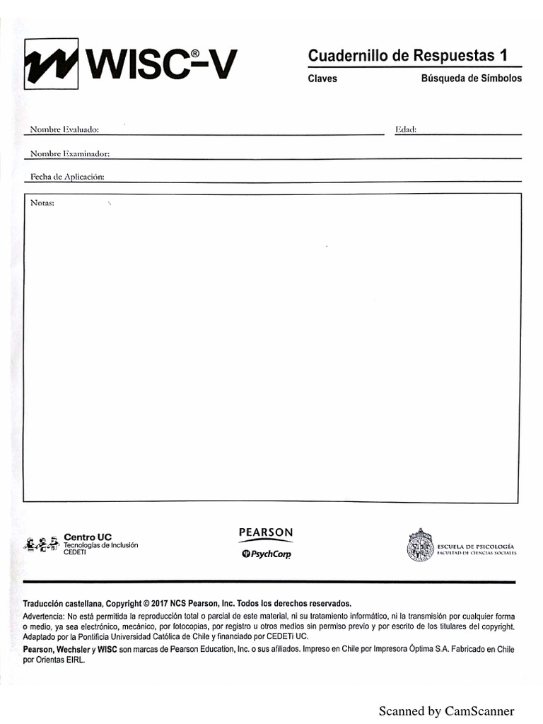 Claves y Búsqueda de Símbolos WISC V | PDF