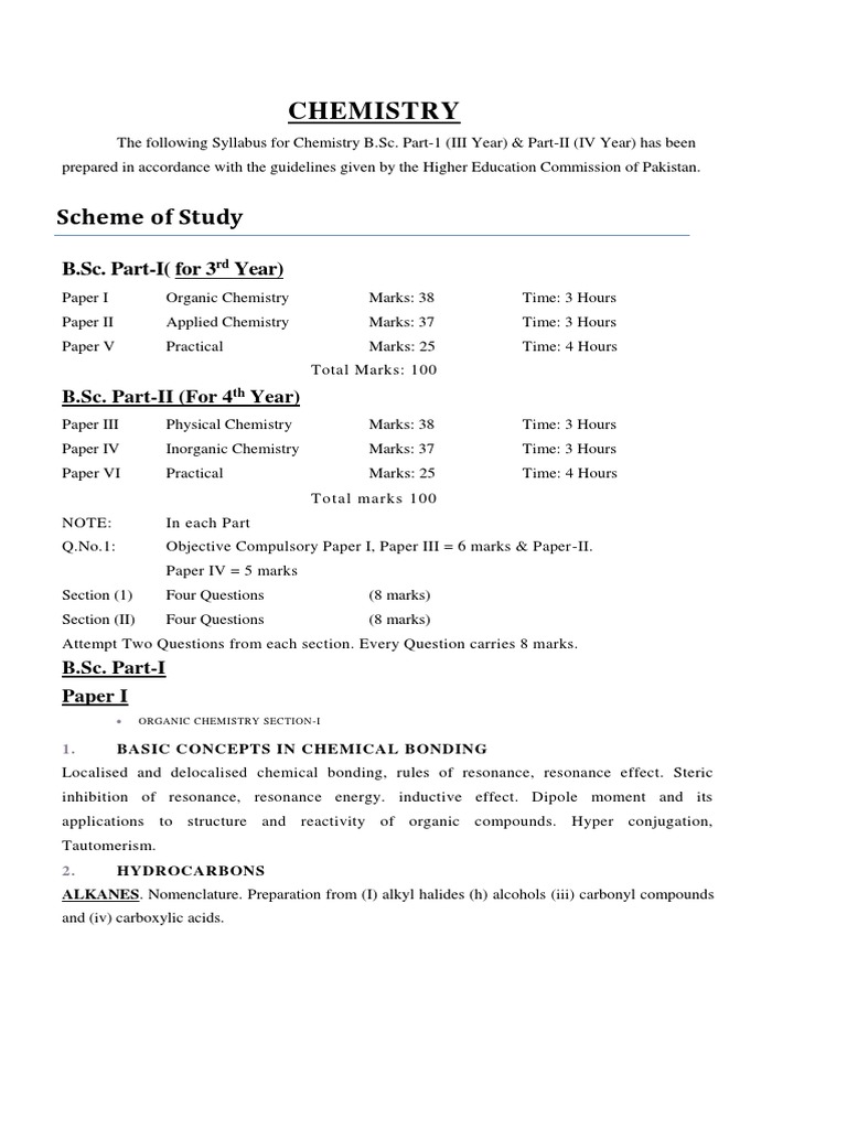 Chemistry: Scheme of Study | PDF | Entropy | Alkene