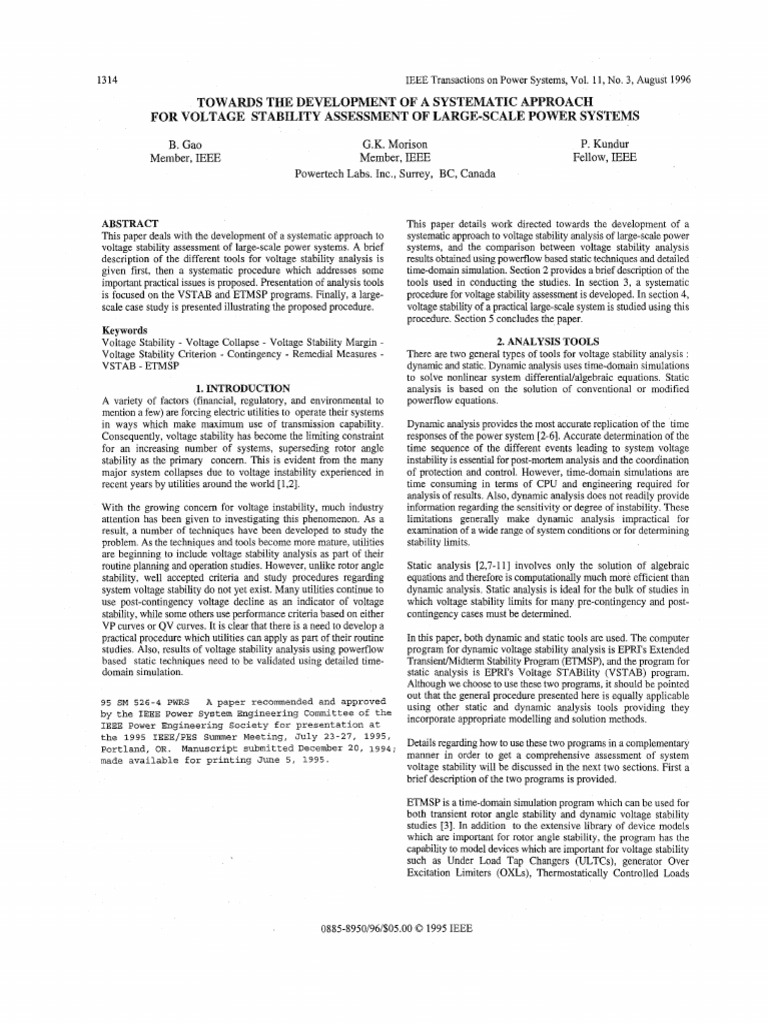 Towards Systematic Approach For Voltage Stability Assessement 96 | PDF | Stability Theory ...