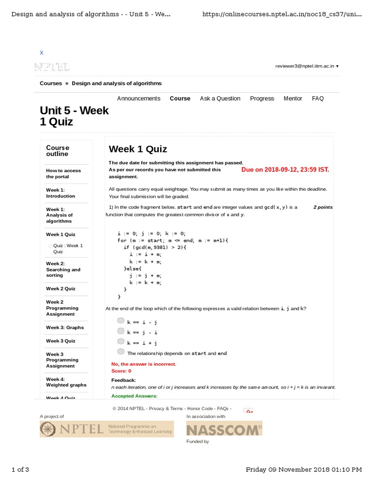 NPTEL Design and Analysis of Algorithm | PDF | Theoretical Computer Science | Applied Mathematics