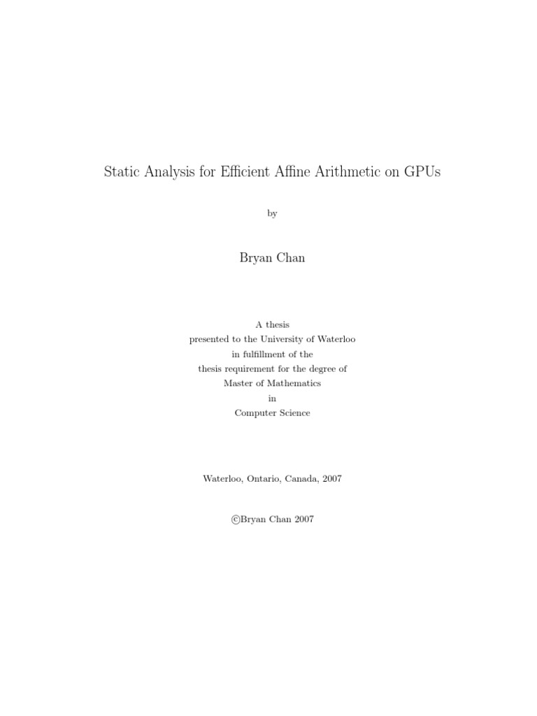 Static Analysis For Efficient Affine Arithmetic On GPUs | PDF ...