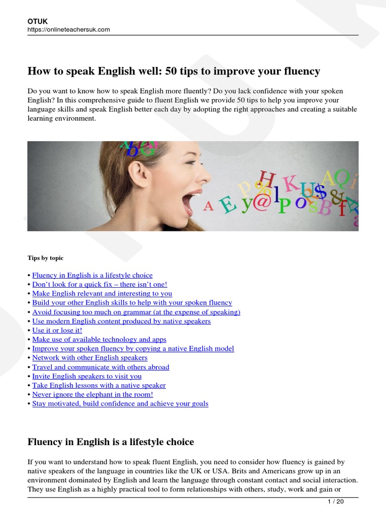 Speak English Fluently | PDF | Fluency | Vocabulary