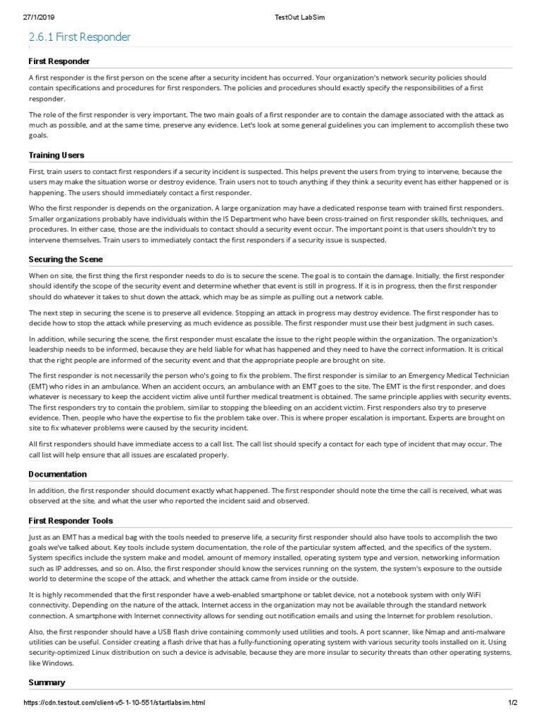 2.6.1 First Responder | PDF | Emergency Medical Technician | Operating ...