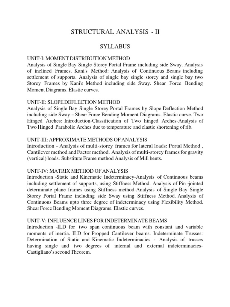 Structural Analysis - Ii: Syllabus | PDF