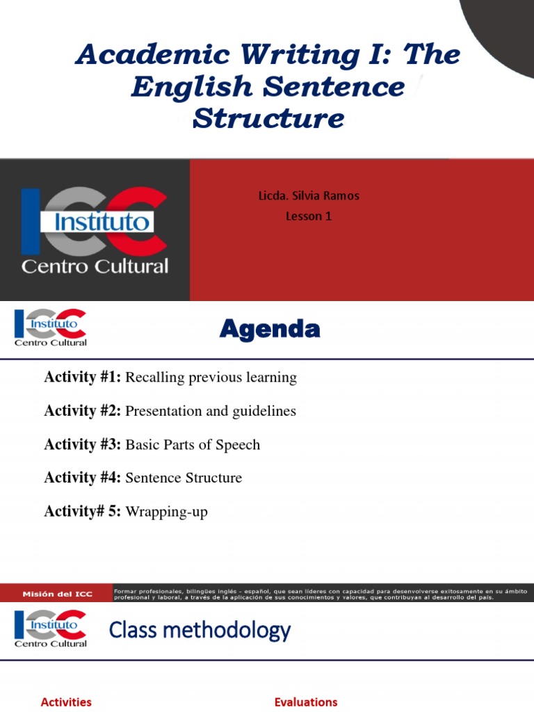Academic Writing I: The English Sentence Structure: Licda. Silvia Ramos ...