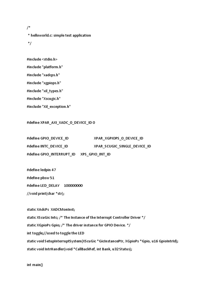 XGPIOS Interrupt and ADC Initialization | PDF | Electronics | Digital Electronics