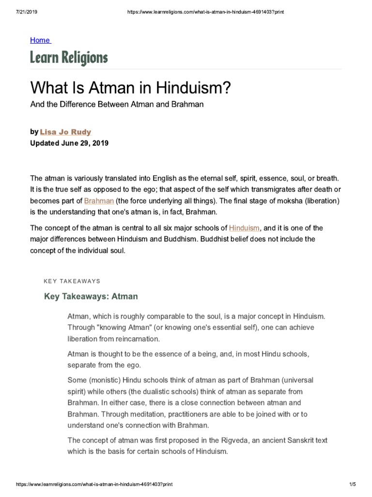 Atman in Hinduism | PDF