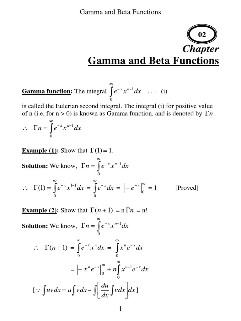 Gamma & Beta Functions | PDF | Complex Analysis | Integral