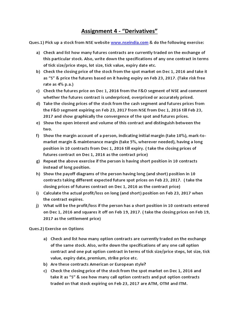 Derivatives Assignment Overview | PDF | Put Option | Option (Finance)