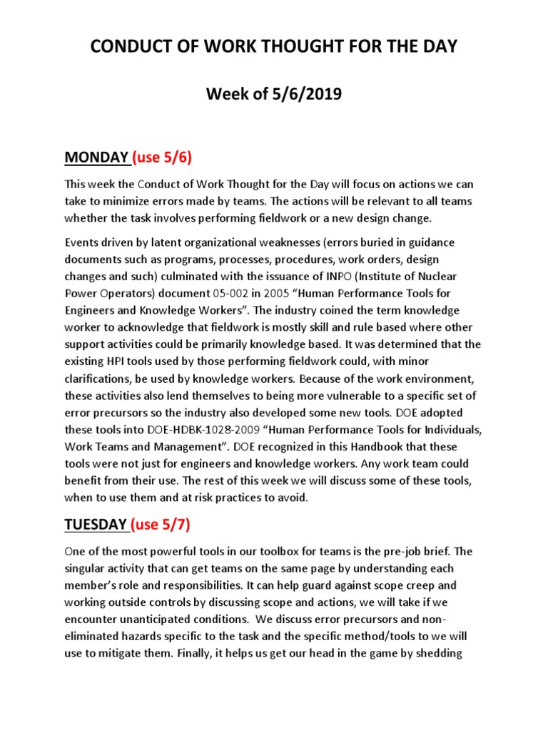 COW Thoughts Week of 05-06 | PDF | Verification And Validation | Design