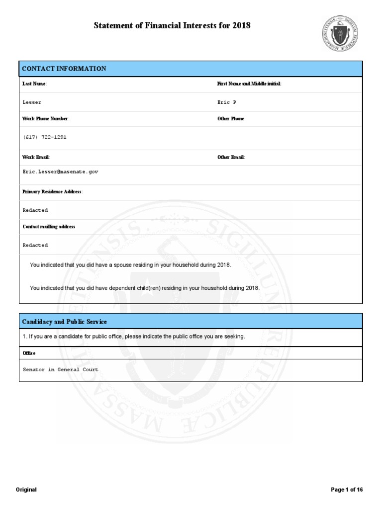 State Sen. Eric Lesser 2018 SFI | PDF | The Vanguard Group ...