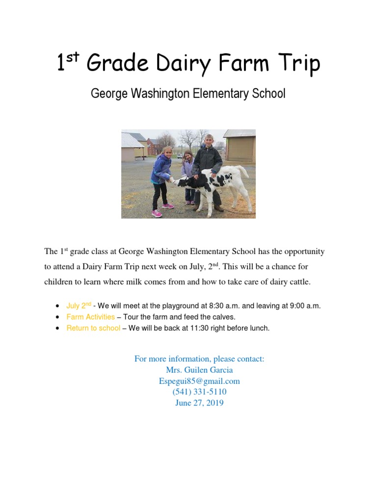 1st Grade Dairy Farm Trip | PDF