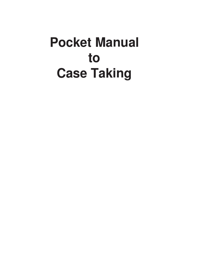 Pocket Manual To Case Taking | PDF | Pulse | Heart