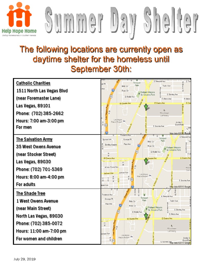The Following Locations Are Currently Open As Daytime Shelter For The ...