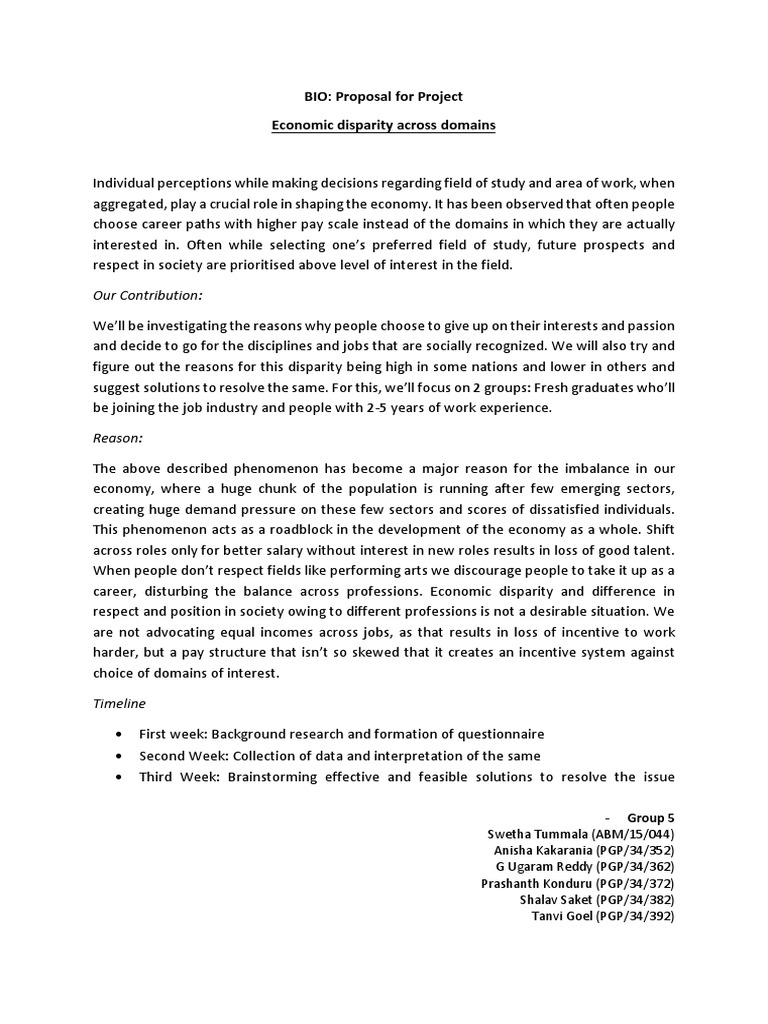 BIO Group 5 Project Proposal | PDF | Discipline (Academia) | Economic ...