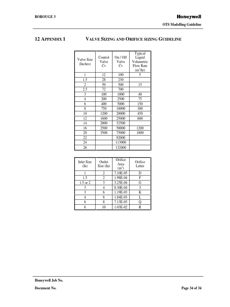 Valve Sizing Sheet | PDF