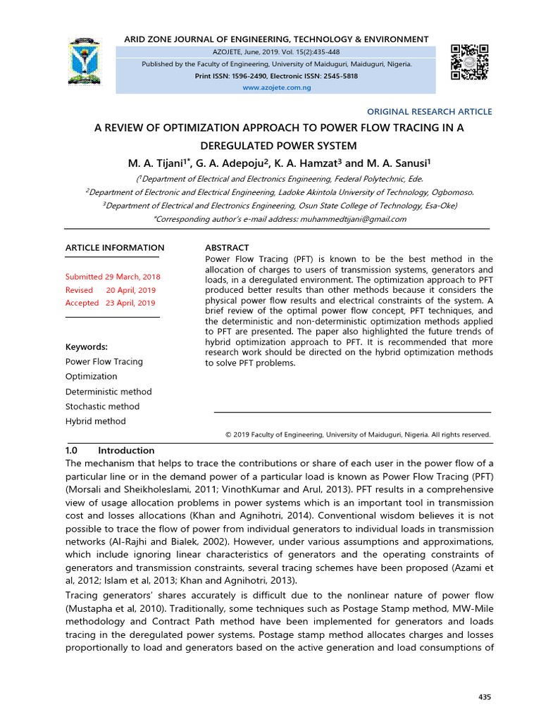 A Review of Optimization Approach To Power Flow Tracing in A Deregulated Power System | PDF ...