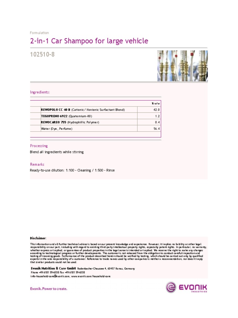 2-In-1 Car Shampoo For Large Vehicle | PDF