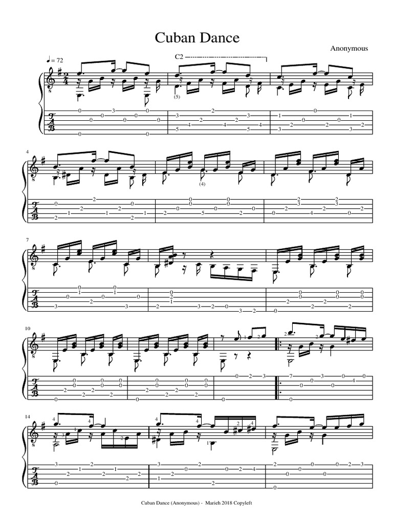Cuban Dance - Anonymous - Tablature | PDF