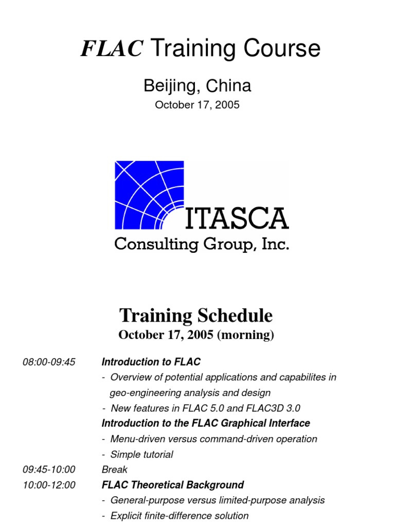 FLAC Training Course: Beijing, China | PDF | Yield (Engineering ...