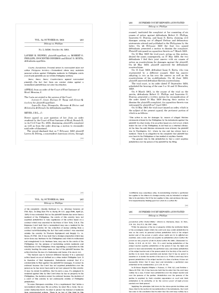 Dilweg vs. Philipps | PDF | Lawsuit | Jurisdiction