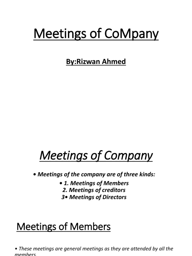 Meetings of CoMpany | PDF | Guarantee | Government Information