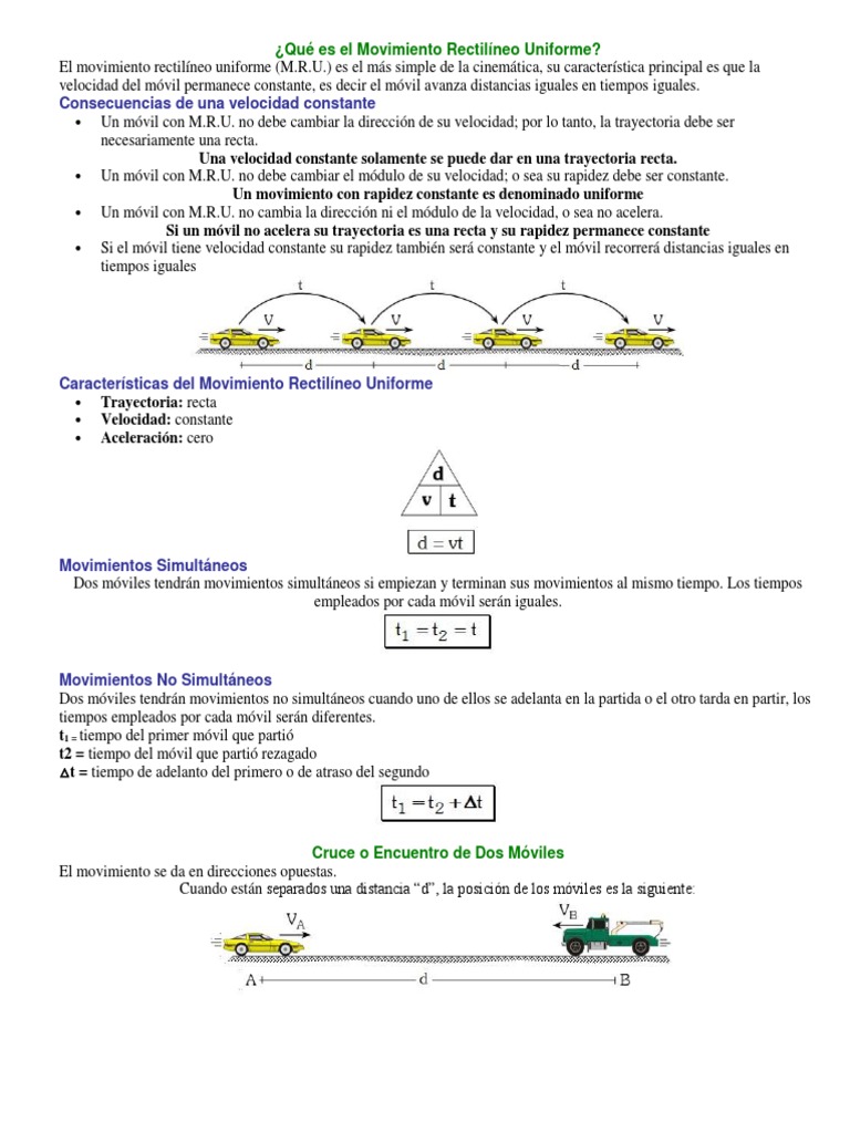 Movimiento Rectilíneo Uniforme (MRU): concepto, características y ...