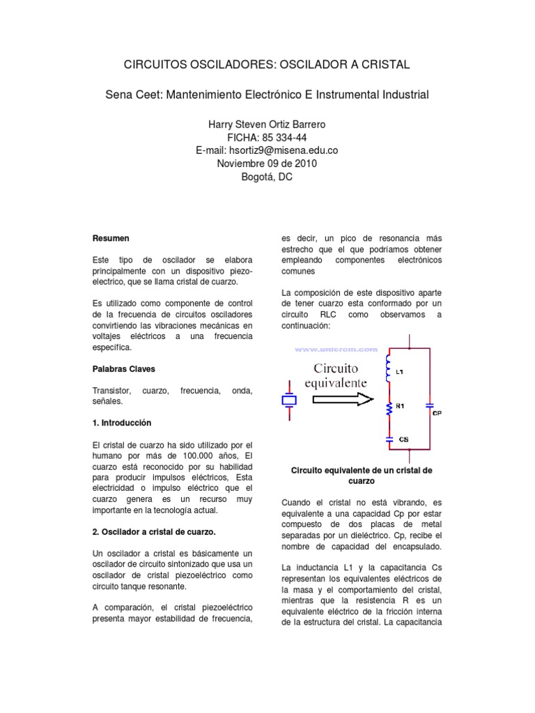 Circuitos Osciladores | PDF | Transistor | Cristal