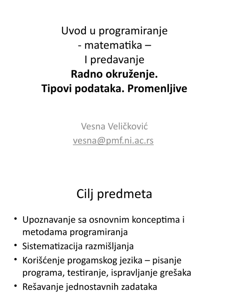 Uvod U Programiranje 2018 | PDF