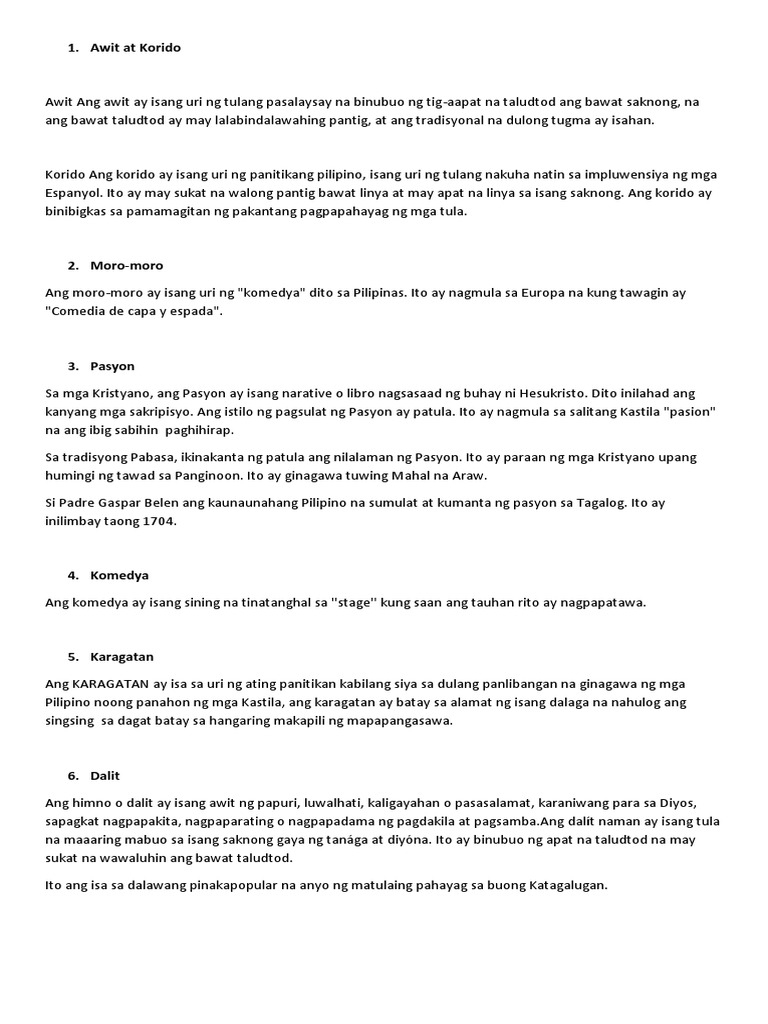 Awit at Korido | PDF