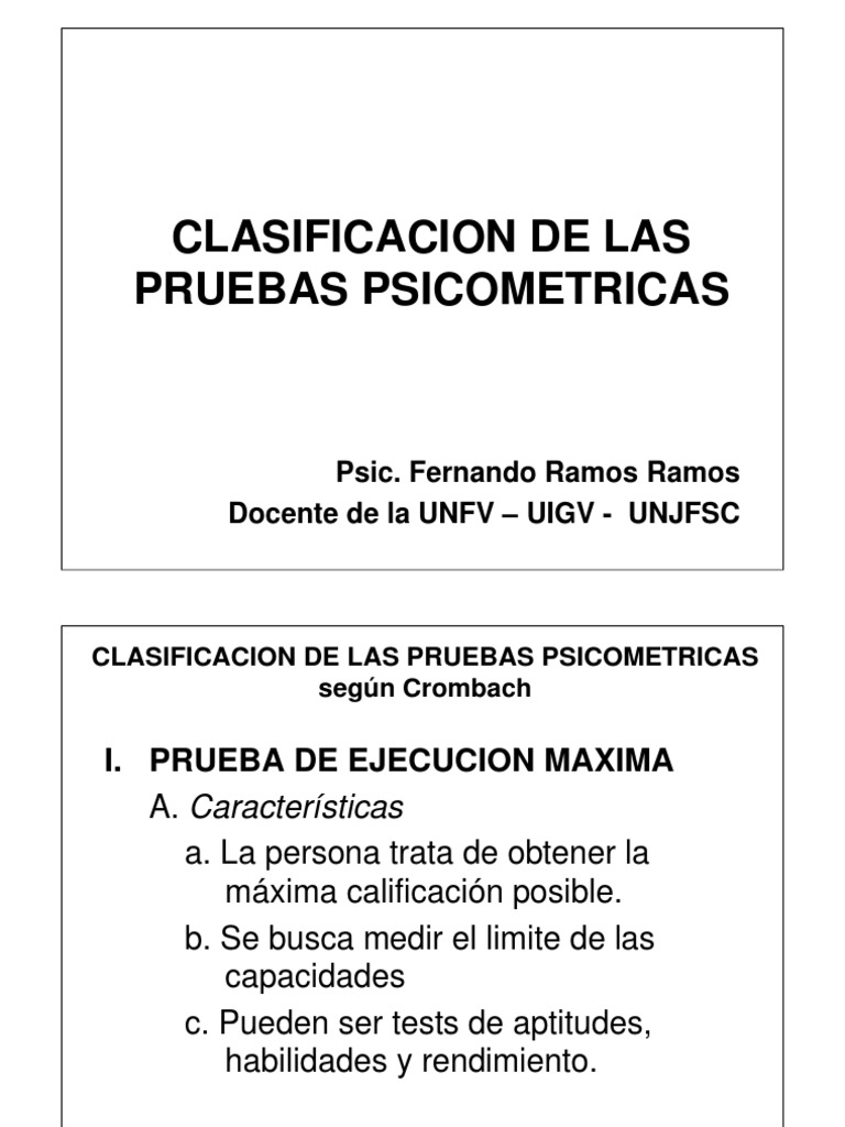 Clasificacion de Las Pruebas Psicometricas | PDF | Validez ... Clasificacion de Las Pruebas Psicometricas | PDF | Validez ...