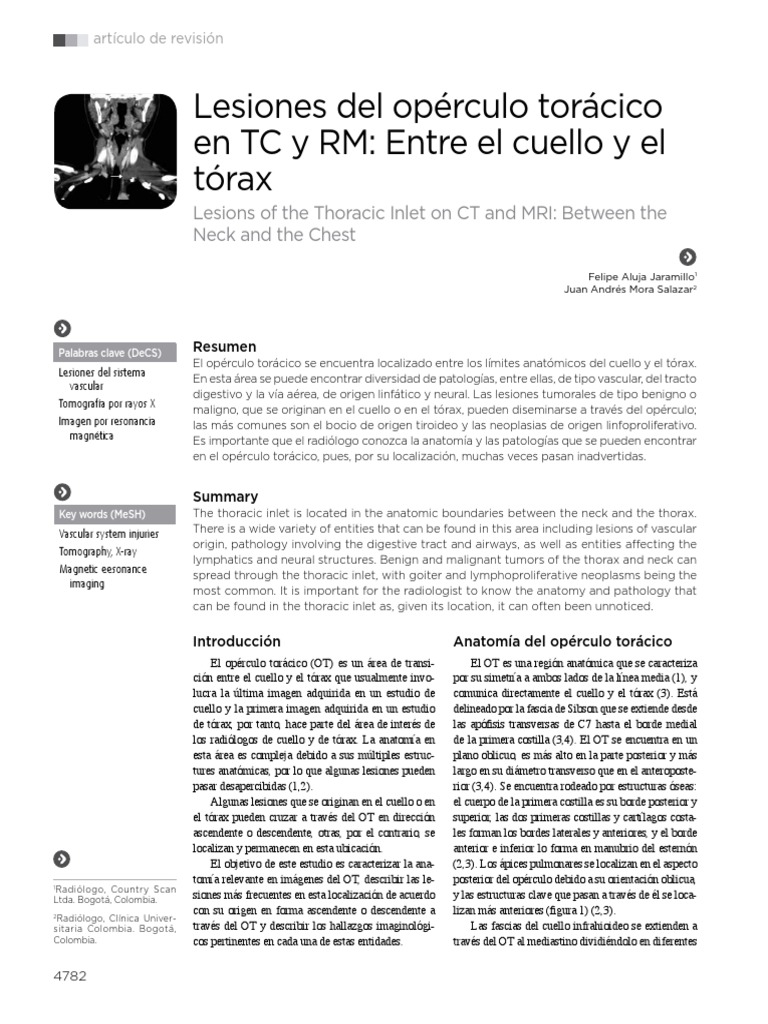 Lesiones del opérculo torácico en TC y RM | PDF | Tiroides | Tórax