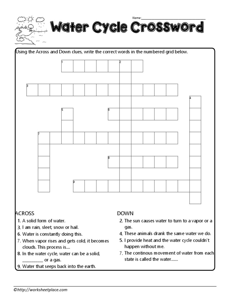 Water Cycle Crossword 1 PDF | PDF | Water Cycle | Crossword