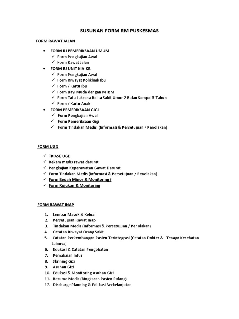 (Contoh) Susunan Form RM Puskesmas | PDF